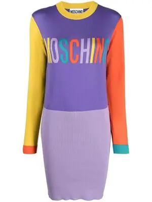 Moschino Intarsia Logo-knit Sweater Dress