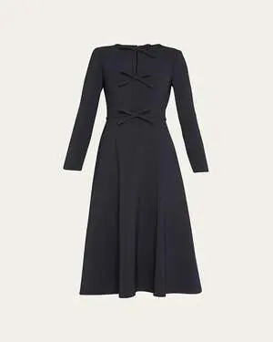 Carolina Herrera Triple Bow Midi Dress - Black