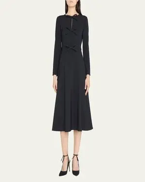 Carolina Herrera Triple Bow Midi Dress - Black