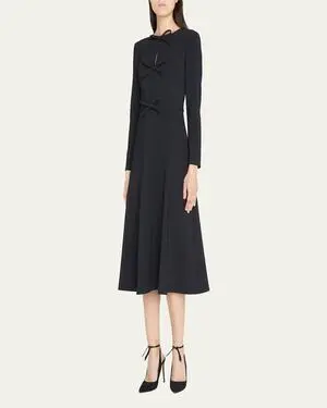 Carolina Herrera Triple Bow Midi Dress - Black