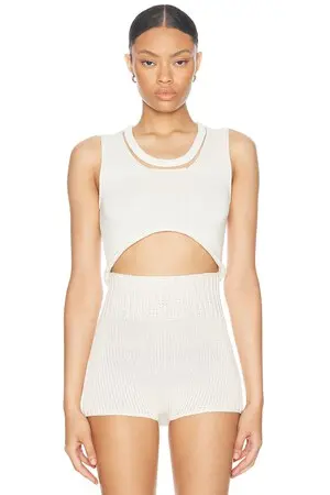 AISLING CAMPS Cropped Tank Top - Ivory