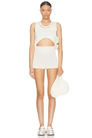 AISLING CAMPS Cropped Tank Top - Ivory