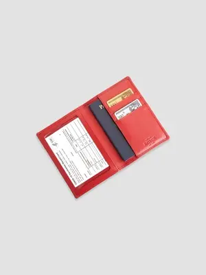 ROYCE NEW YORK Vaccine Card & Passport Wallet Red