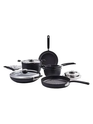 GREENPAN Levels 11-Piece Hard Anodized Stackable Ceramic Nonstick Cookware Set - Grey - Grey