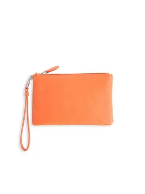ROYCE NEW YORK Leather Wristlet Orange