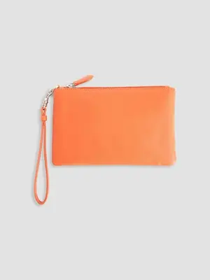 ROYCE NEW YORK Leather Wristlet Orange