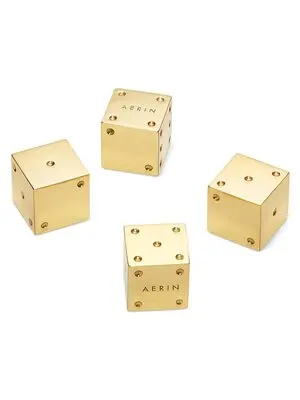 Aerin Introduction Karl 4-Piece Dice Set - Brass - Brass - Brass