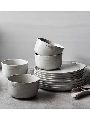 STAUB 12-Piece Dinnerware Set - White Truffle - White Truffle
