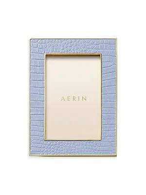 Aerin Classic Croc Leather Frame - Blue