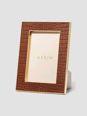 Aerin Classic Croc Leather Frame - Blue