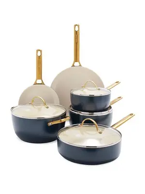 GREENPAN Reserve Ceramic Nonstick 10-Piece Cookware Set - Merlot - Twilight Blue