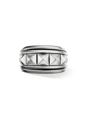 David Yurman Men's Pyramid Sterling Silver Signet Ring  - Silver