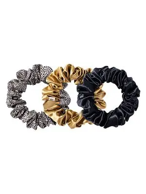 Slip 3-piece Pure Silk Large Scrunchie Set Mixed Leopard