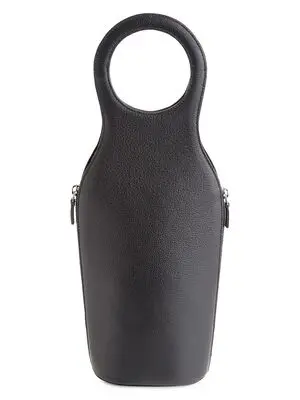 ROYCE NEW YORK Leather Wine & Champagne Carrying Case Black