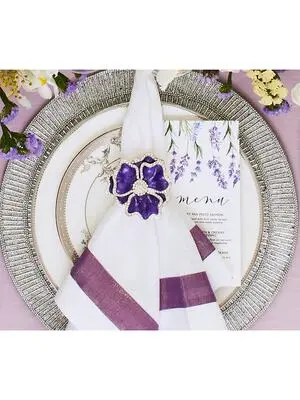 NOMI K Shimmer Border Linen Napkin