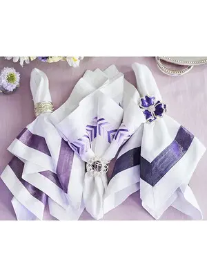 NOMI K Shimmer Border Linen Napkin