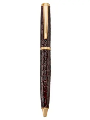 GRAPHIC IMAGE Croc-Embossed Leather Wrapped Pen - Brown Croc - Brown Croc - Brown Croc