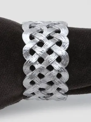 L'Objet 4-piece Braided Napkin Ring Set - Platinum