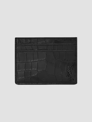 Saint Laurent Embossed Leather Cardholder - Nero