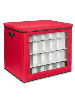 HONEY-CAN-DO 120-Cube Ornament Storage Container - Red - Red
