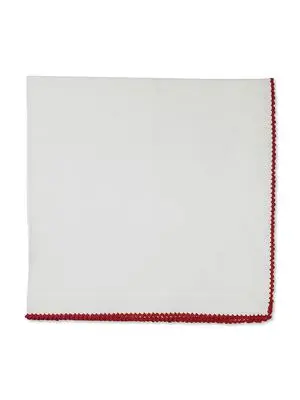 TINA CHEN DESIGNS Picot Edge 4-piece Napkin Set White Red