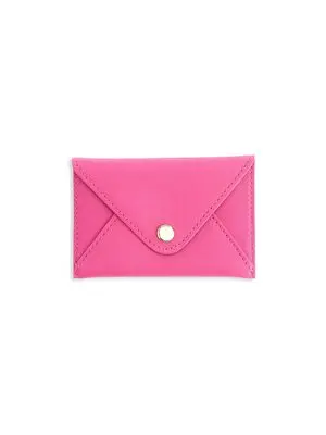 ROYCE NEW YORK Leather Envelope Style Business Card Holder Bright Pink