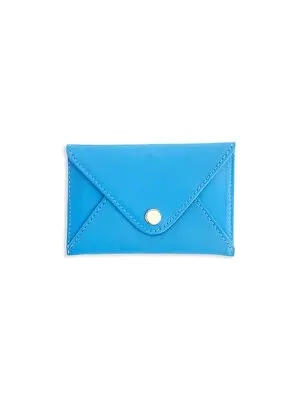 ROYCE NEW YORK Leather Envelope Style Business Card Holder Light Blue