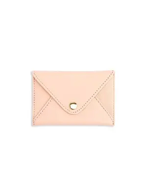 ROYCE NEW YORK Leather Envelope Style Business Card Holder - Light Pink