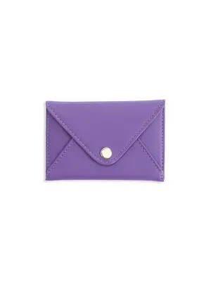 ROYCE NEW YORK Leather Envelope Style Business Card Holder Purple
