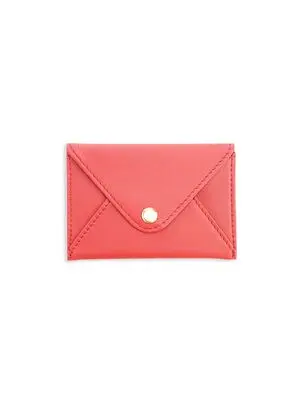 ROYCE NEW YORK Leather Envelope Style Business Card Holder - Red
