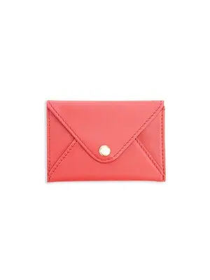 ROYCE NEW YORK Leather Envelope Style Business Card Holder - Red