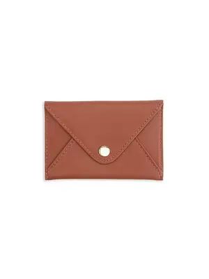 ROYCE NEW YORK Leather Envelope Style Business Card Holder - Tan