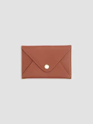 ROYCE NEW YORK Leather Envelope Style Business Card Holder - Tan