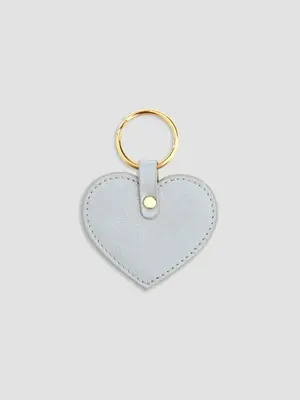 ROYCE NEW YORK Heart-shaped Leather Key Chain - Silver