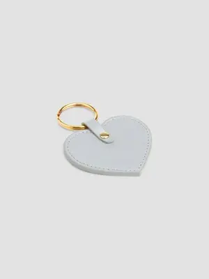 ROYCE NEW YORK Heart-shaped Leather Key Chain - Silver
