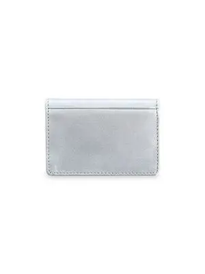 ROYCE NEW YORK Leather Business Card Holder - Silver