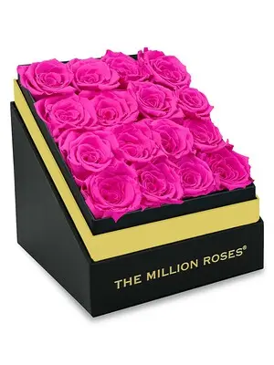THE MILLION ROSES Neon Pink Roses In Square Box - Neon Pink - Neon Pink