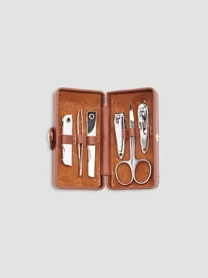 ROYCE NEW YORK Leather Manicure Grooming Kit - Tan