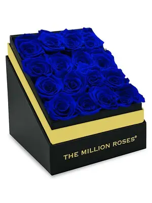 THE MILLION ROSES Royal Blue Roses In Square Box - Royal Blue - Royal Blue
