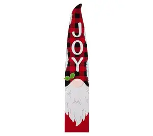 GLITZHOME 42' Christmas Gnome 'joy' Hanging/lea Ning Wood Sign - One-color