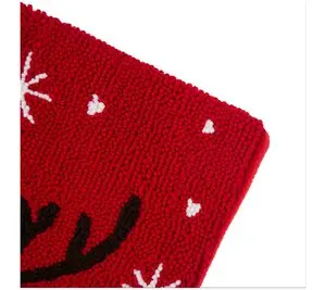 GLITZHOME Reindeer Hook Looped Fabric Christmas Stocking