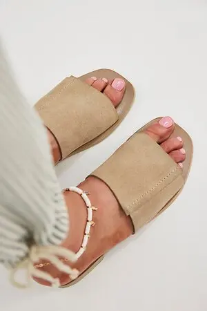 Free People Verona Leather Slide Sandals - Oiled Silt Suede