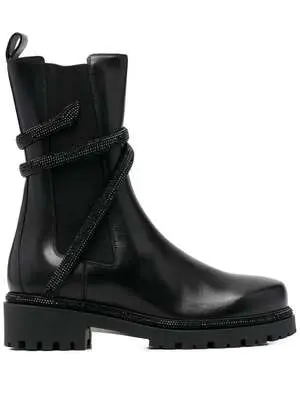 Rene Caovilla Leather Boots - Black