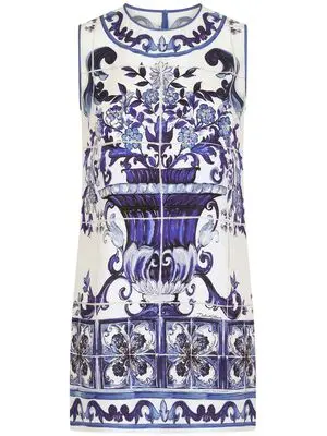 Dolce & Gabbana Majolica-print Longline Tank Top - White