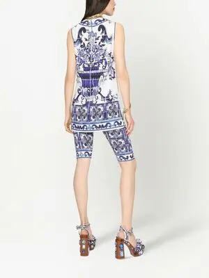 Dolce & Gabbana Majolica-print Longline Tank Top - White