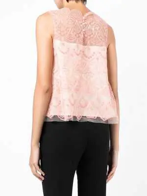 Shiatzy Chen Lace-overlay Sleeveless Blouse
