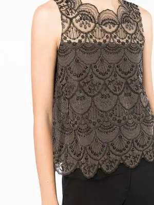 Shiatzy Chen Lace-overlay Sleeveless Blouse