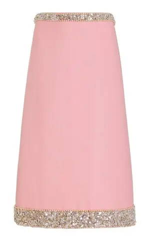 Miu Miu Embellished Cady Midi Skirt - Pink