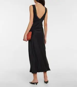 Asceno Bordeaux Silk Satin Slip Dress