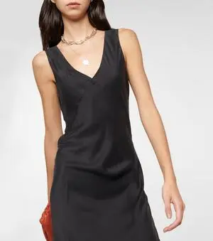 Asceno Bordeaux Silk Satin Slip Dress